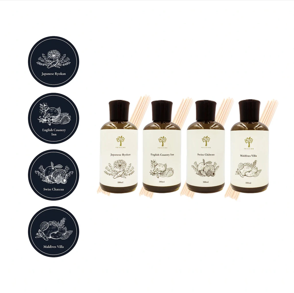 4-Pack Hotel Scent Diffuser Refill Bundle (180ml) | Pristine MY